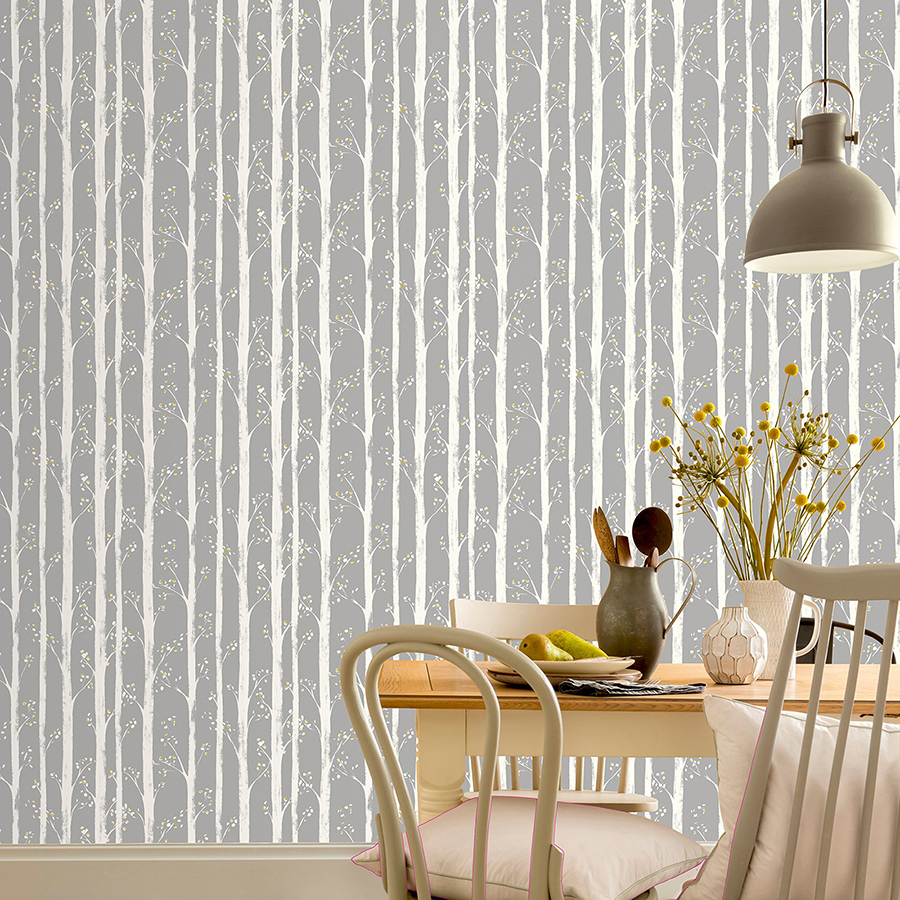 AH909504 - Florence Grey Forest Wallpaper - by Arthouse