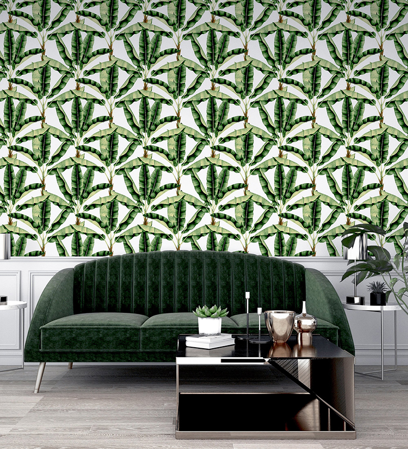 AH909604 - Musa Green Palm Tree Wallpaper - by Arthouse
