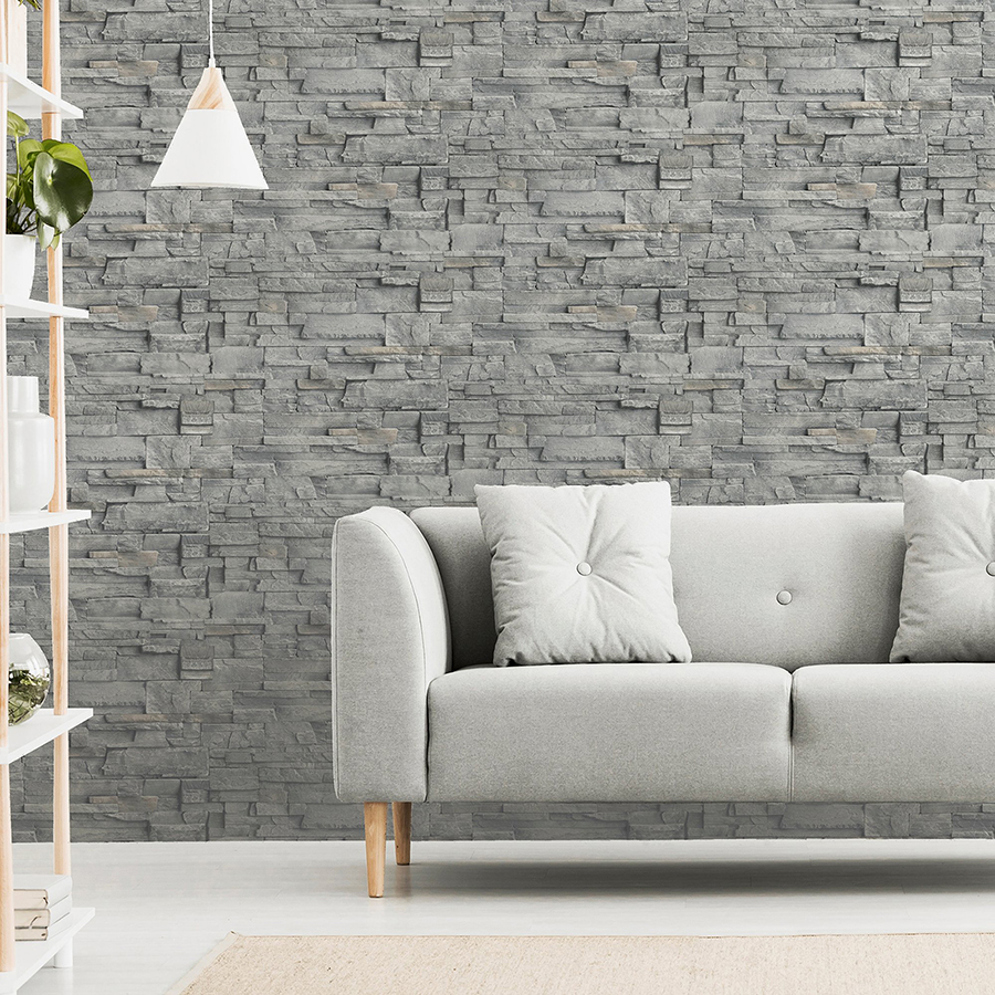 AH909704 - Cornell Grey Slate Wall Wallpaper - by Arthouse