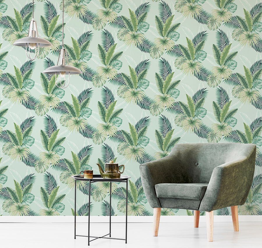 AH921406 - Miami Mint Palms Wallpaper - by Arthouse