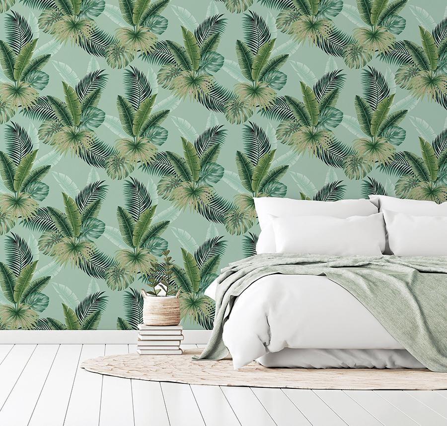 AH921406 - Miami Mint Palms Wallpaper - by Arthouse
