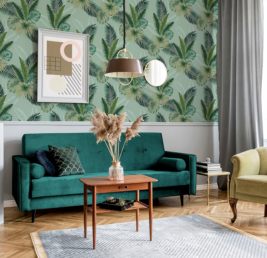 AH921406 - Miami Mint Palms Wallpaper - by Arthouse