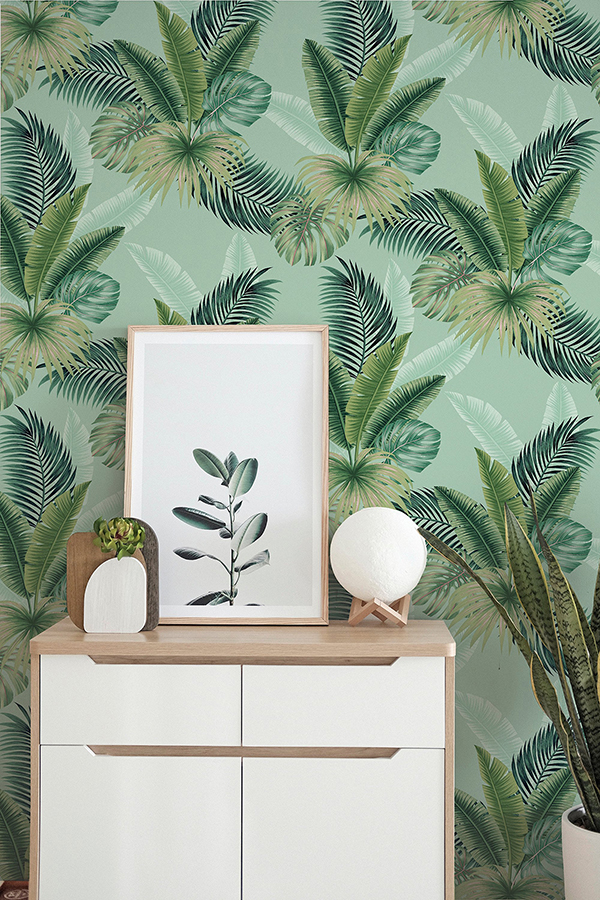 AH921406 - Miami Mint Palms Wallpaper - by Arthouse