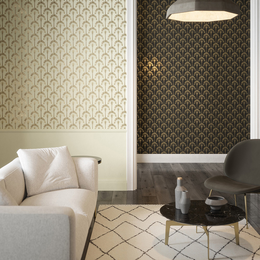 AH921701 - Sylvia Gold Palm Palace Wallpaper - by Arthouse