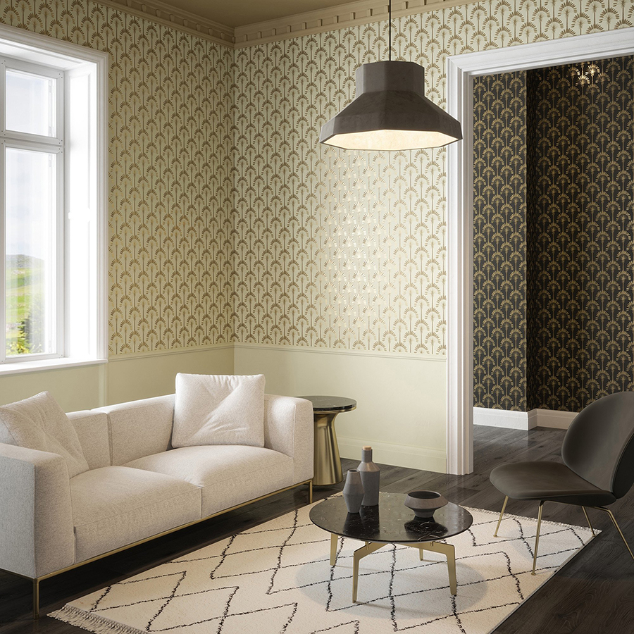 AH921701 - Sylvia Gold Palm Palace Wallpaper - by Arthouse