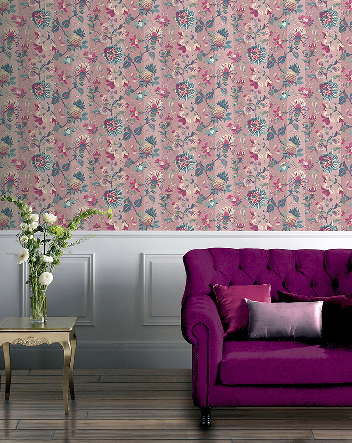 AH922802 - Cornelia Pink Floral Stripe Wallpaper - by Arthouse