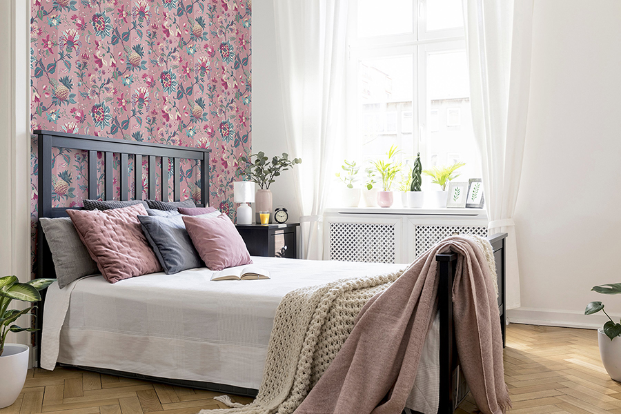 AH922802 - Cornelia Pink Floral Stripe Wallpaper - by Arthouse