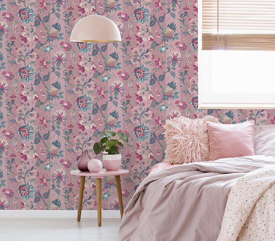AH922802 - Cornelia Pink Floral Stripe Wallpaper - by Arthouse
