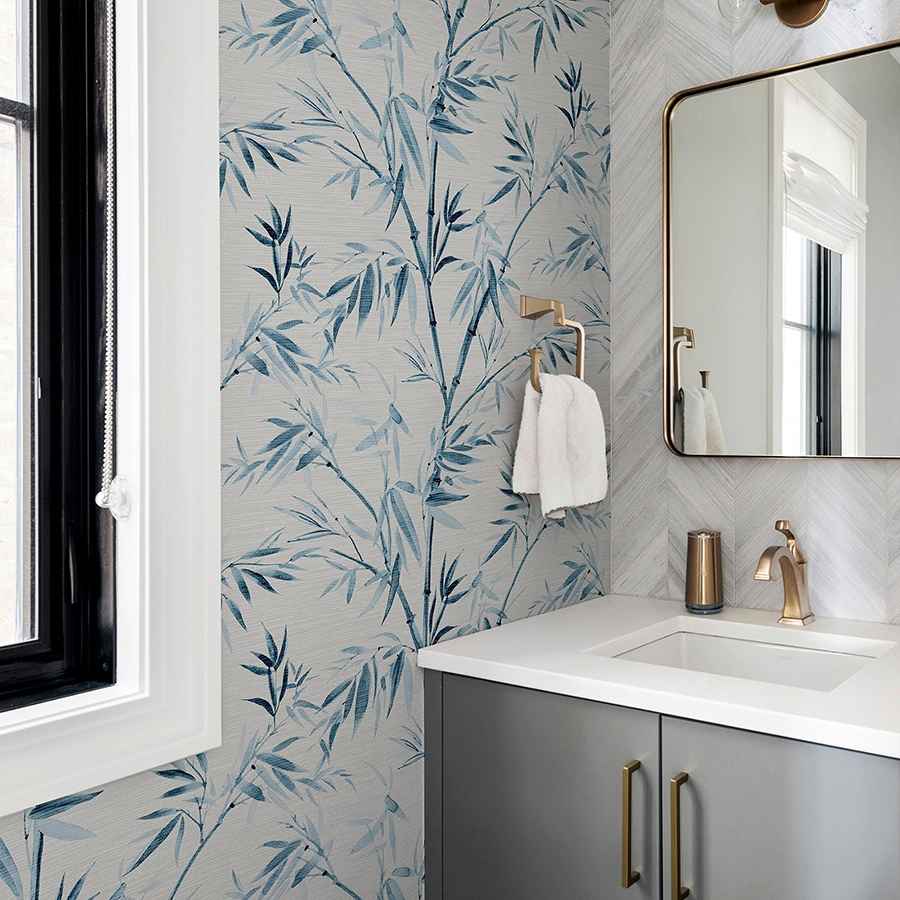 AH924107 - Moriko Blue Bamboo Wallpaper - by Arthouse