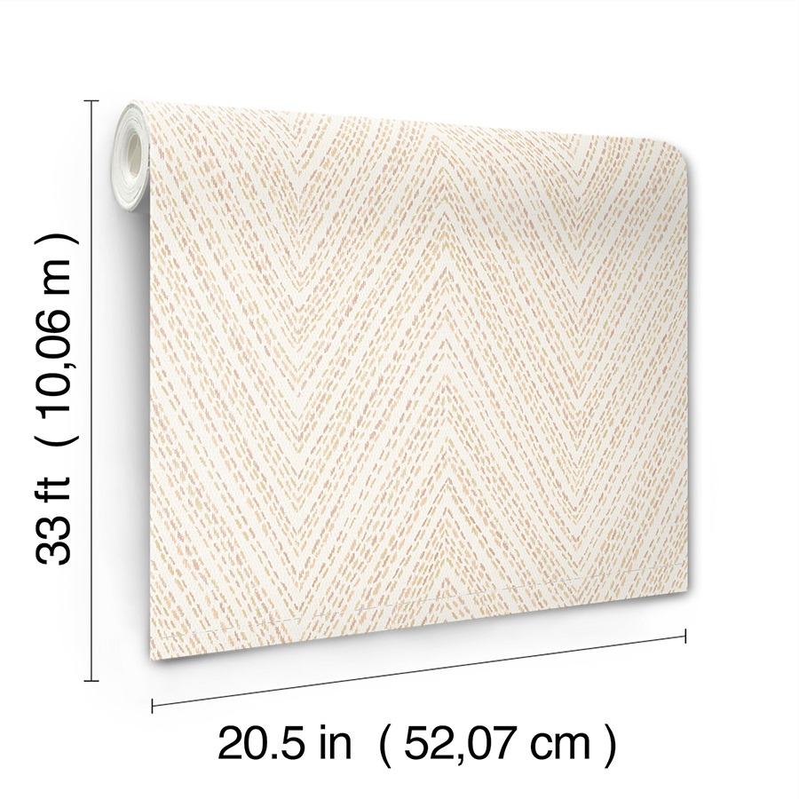 4147-27371 - Lainey Apricot Stitched Chevron Wallpaper - by A-Street Prints