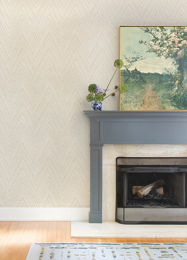 4147-27371 - Lainey Apricot Stitched Chevron Wallpaper - by A-Street Prints