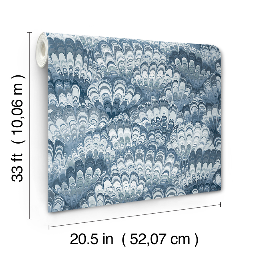 4147-27379 - Octavia Blue Marbled Ink Wallpaper - by A-Street Prints