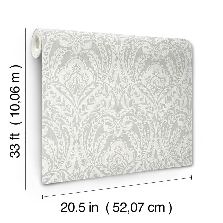 4147-27381 - Berkshire Grey Damask Wallpaper - by A-Street Prints
