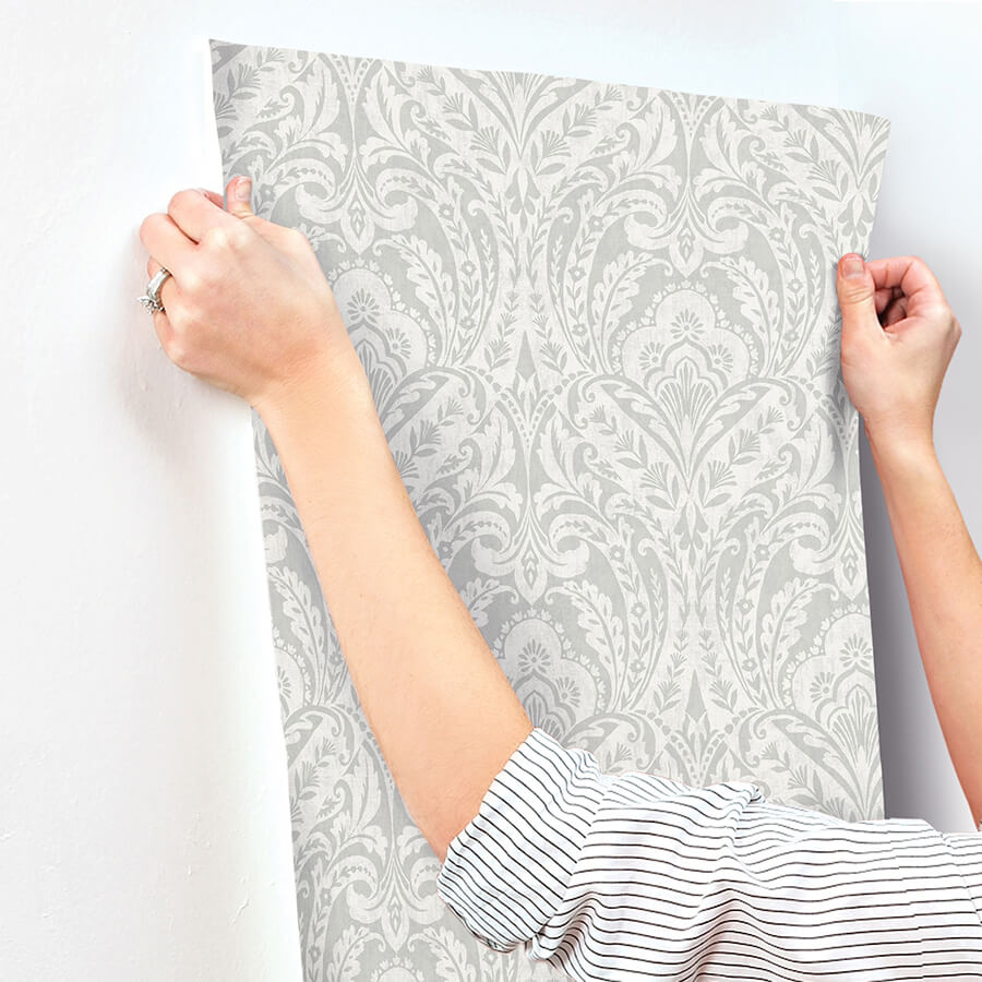 4147-27381 - Berkshire Grey Damask Wallpaper - by A-Street Prints