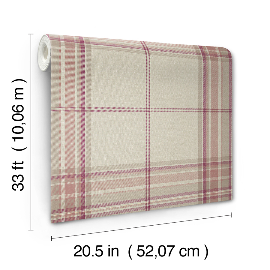 York Wallcoverings. 4147-27385 - Westley Magenta Plaid Wallpaper - by A ...