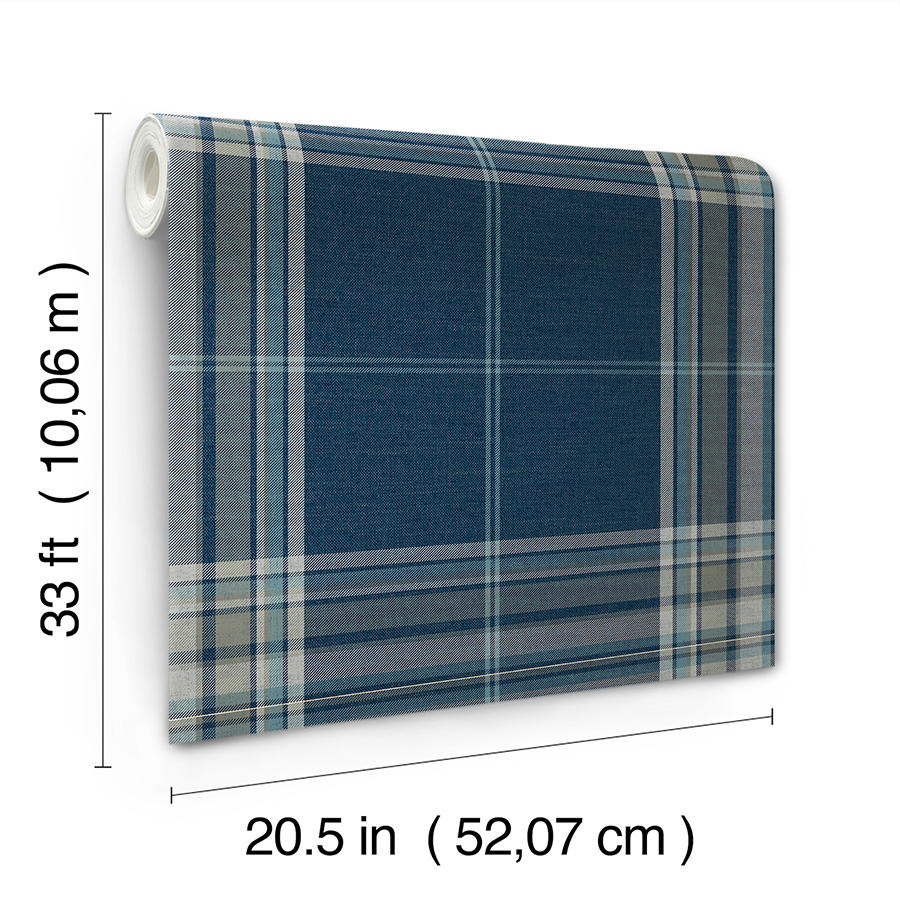 4147-27386 - Westley Navy Plaid Wallpaper - by A-Street Prints