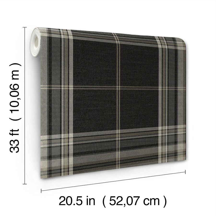 York Wallcoverings. 4147-27388 - Westley Black Plaid Wallpaper - by A ...