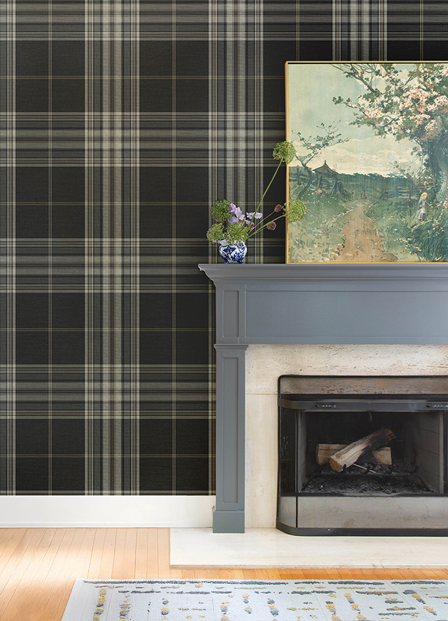 4147-27388 - Westley Black Plaid Wallpaper - by A-Street Prints