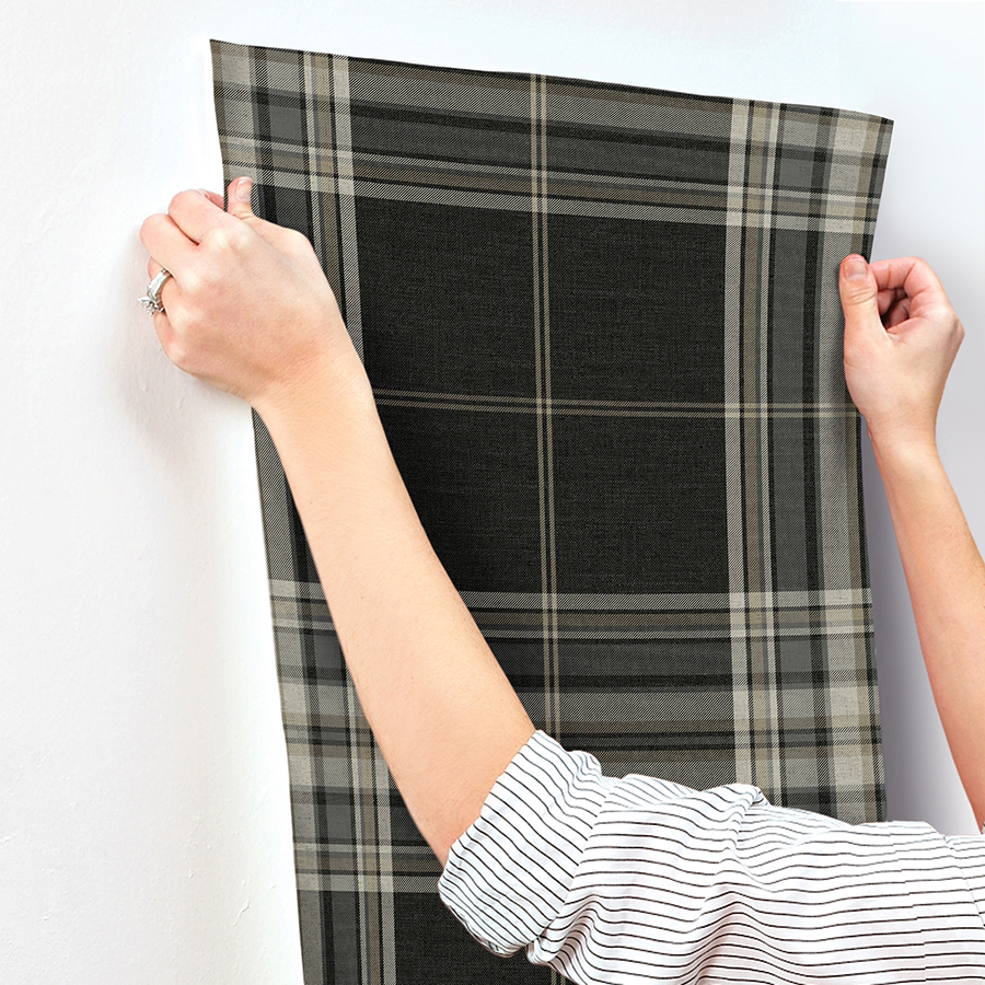 4147-27388 - Westley Black Plaid Wallpaper - by A-Street Prints