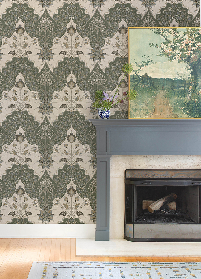 4147-27391 - Auden Green Floral Grandeur Wallpaper - by A-Street Prints