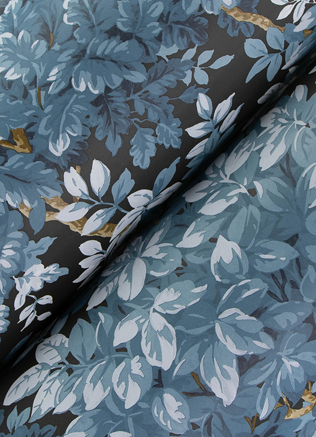 4147-80003 - Greenwood Dark Blue Deciduous Wallpaper - by A-Street Prints