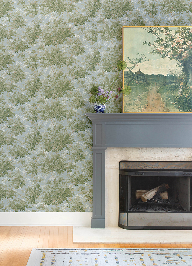 4147-80007 - Greenwood Light Blue Deciduous Wallpaper - by A-Street Prints