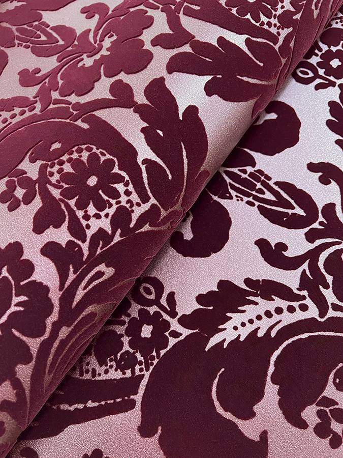 York Wallcoverings. 4147-87315 - Shadow Merlot Flocked Damask Wallpaper ...