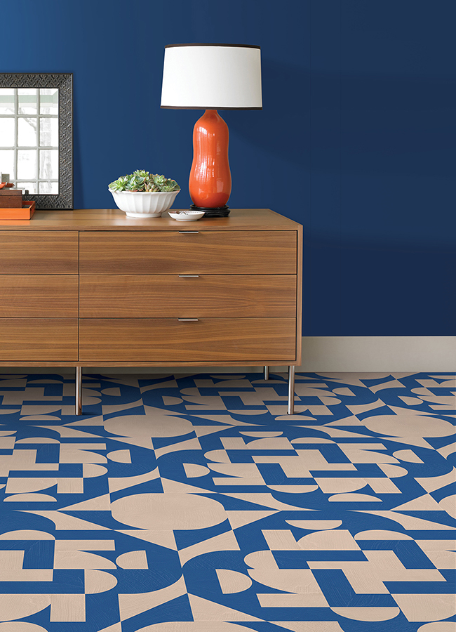 FP6335 - Gia Metric Coral & Blue Peel and Stick Floor Tiles - by FloorPops