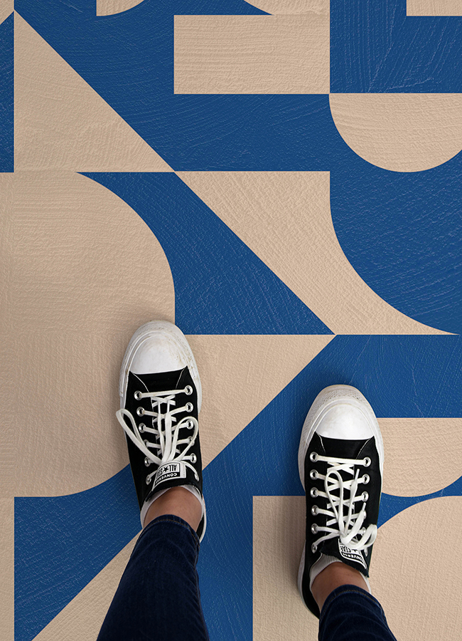 FP6335 - Gia Metric Coral & Blue Peel and Stick Floor Tiles - by FloorPops