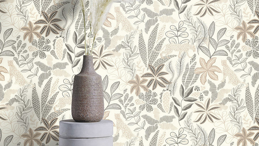 RH792911 - Alani Neutral Tropical Wallpaper - by Rasch