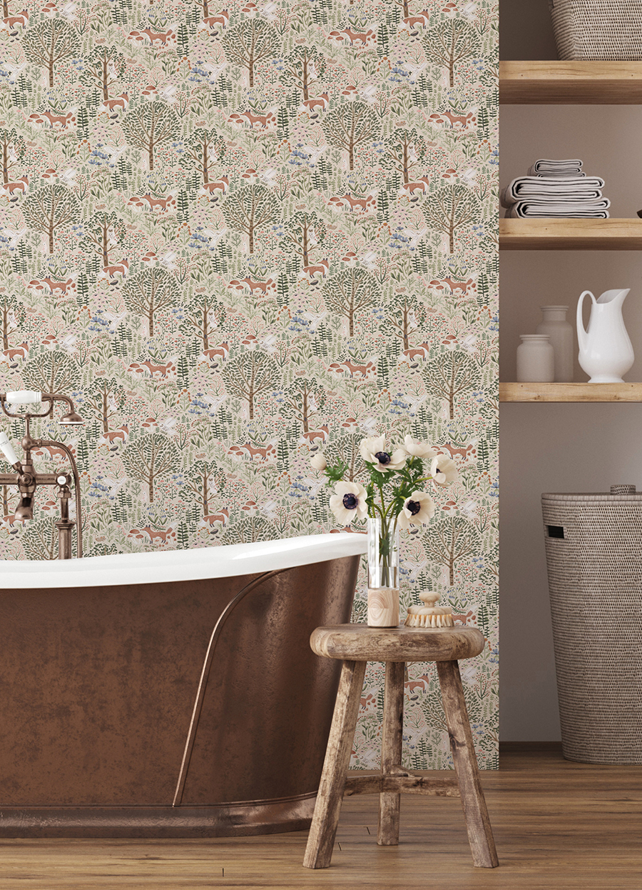 Clara Jean Folklore Forest Peel and Stick Wallpaper - Almond/Vintage ...