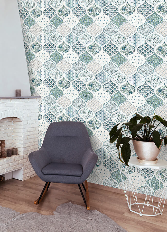 Pippa Peel & Stick Wallpaper - Cool Multi | RoomMates Décor