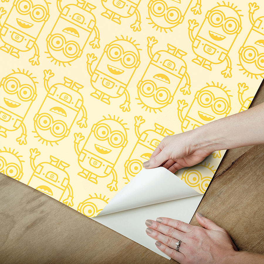 Minions Line Art Peel and Stick Wallpaper - Yellow | RoomMates Décor
