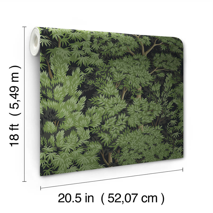 Ardian Peel and Stick Wallpaper - Dark Green/Black | RoomMates Décor