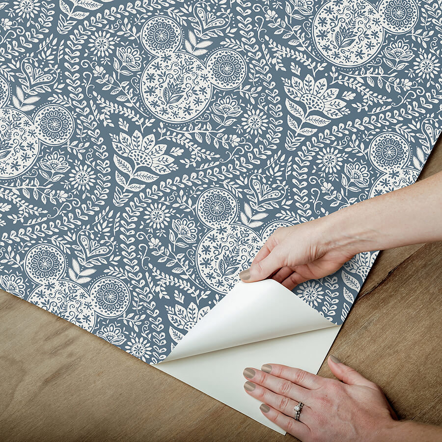 Disney Mickey Mouse Block Print Peel Stick Wallpaper Blue