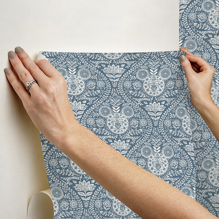Disney Mickey Mouse Block Print Peel & Stick Wallpaper - Blue ...
