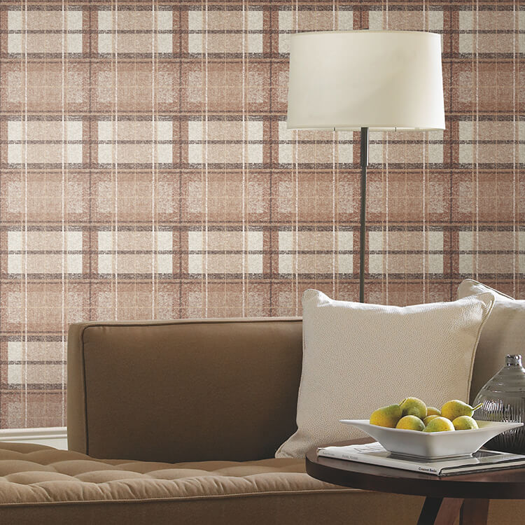 Tweed Plaid Peel and Stick Wallpaper - Red | RoomMates Décor