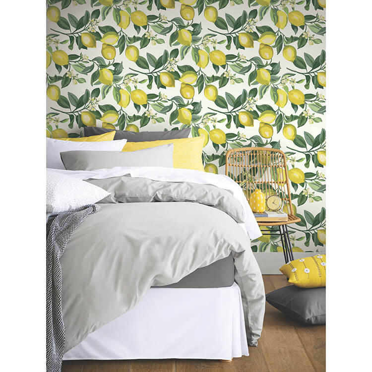 Lemon Zest Peel and Stick Wallpaper - White | RoomMates Décor
