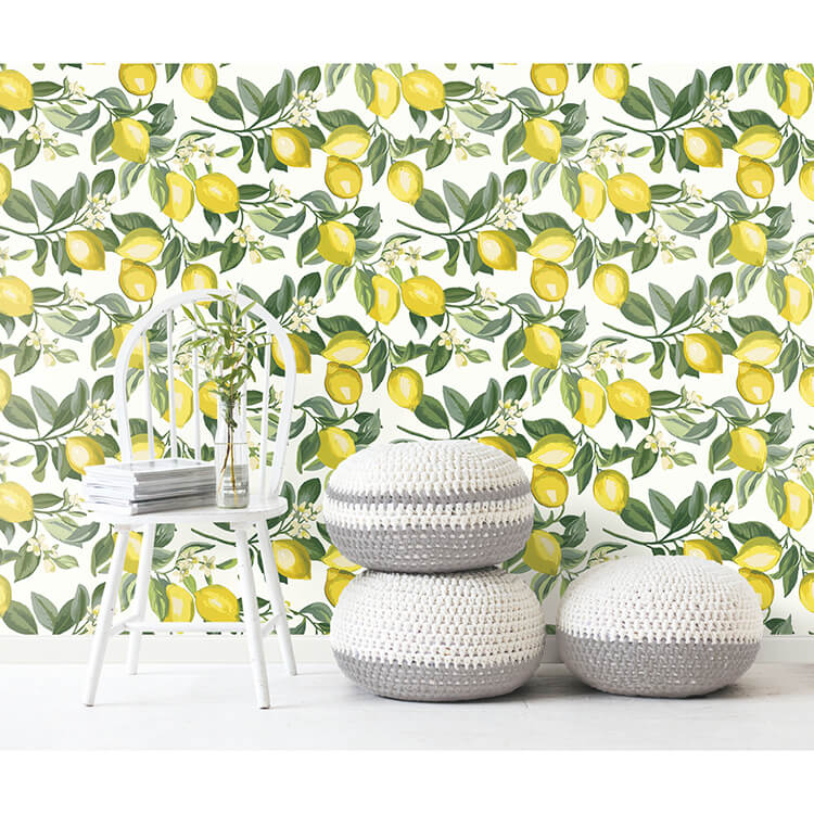 Lemon Zest Peel and Stick Wallpaper - White | RoomMates Décor