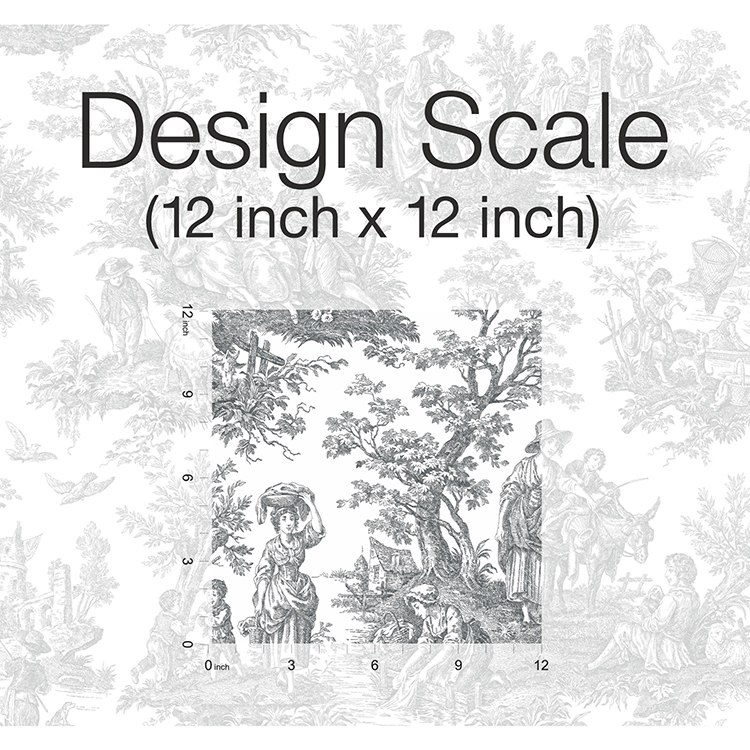 Waverly Country Life Toile Peel and Stick Wallpaper - Grey | RoomMates ...