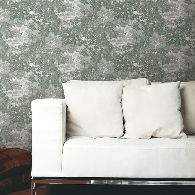 Jungle Toile Peel and Stick Wallpaper - Green | RoomMates Décor
