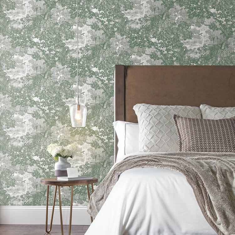 Jungle Toile Peel and Stick Wallpaper - Green | RoomMates Décor