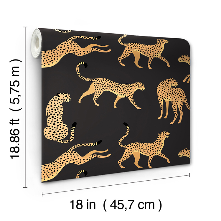 Cheetah Cheetah Peel and Stick Wallpaper - Black | RoomMates Décor