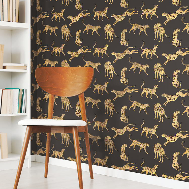 Cheetah Cheetah Peel and Stick Wallpaper - Black | RoomMates Décor