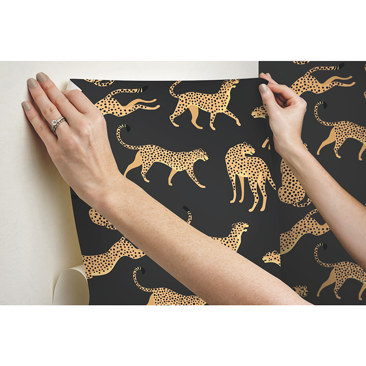 Cheetah Cheetah Peel and Stick Wallpaper - Black | RoomMates Décor