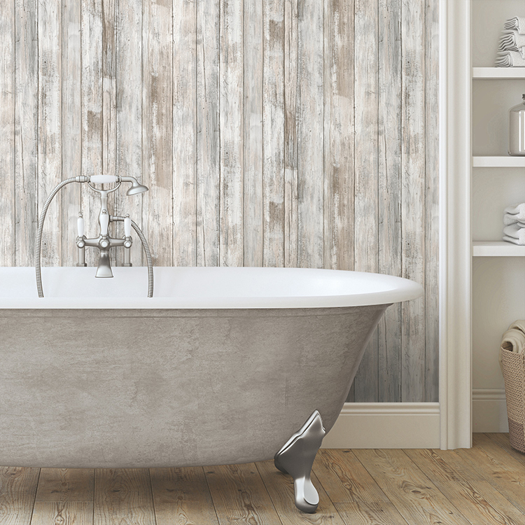 Distressed Wood Peel and Stick Wallpaper - Brown | RoomMates Décor