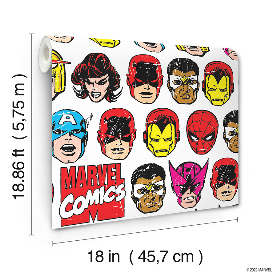 Marvel Comics Classic Faces Peel & Stick Wallpaper - Red | RoomMates Décor