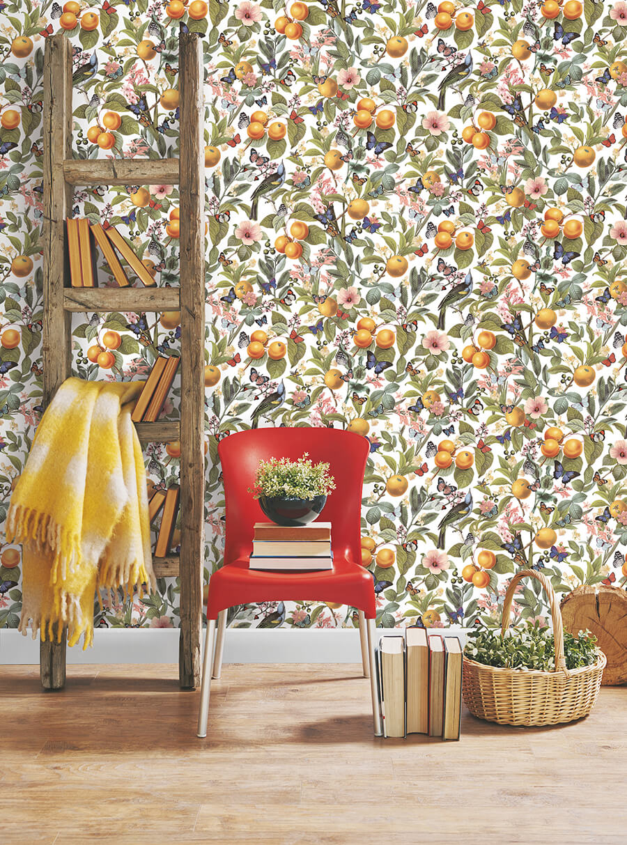 Citrus Peel and Stick Wallpaper - White | RoomMates Décor