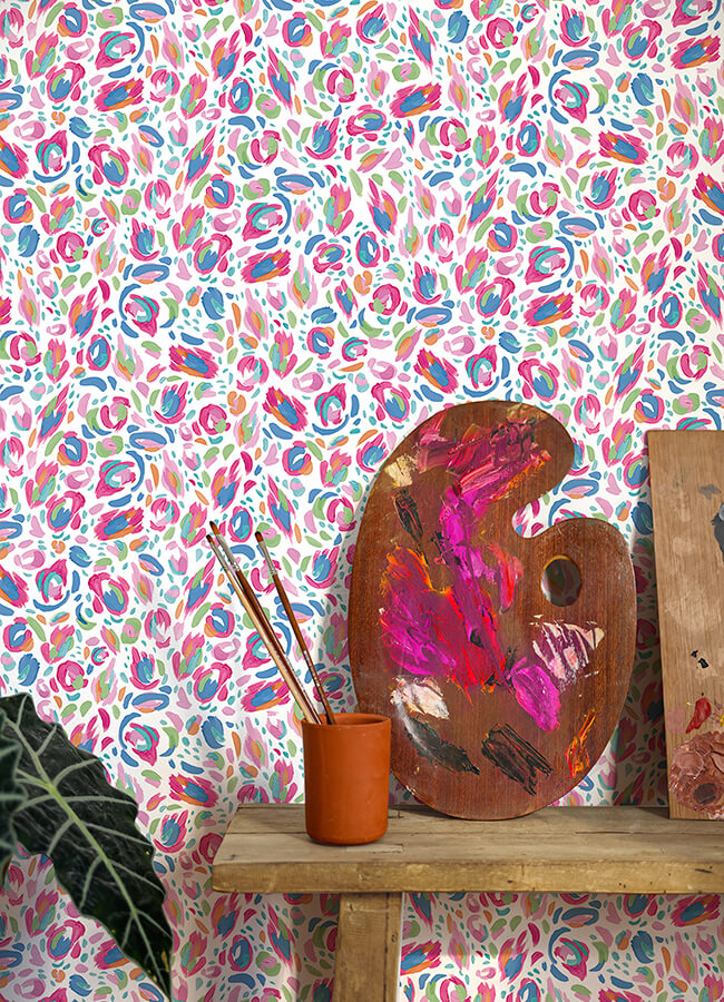 EttaVee Brushstroke Leopard Peel & Stick Wallpaper - Red Multi ...