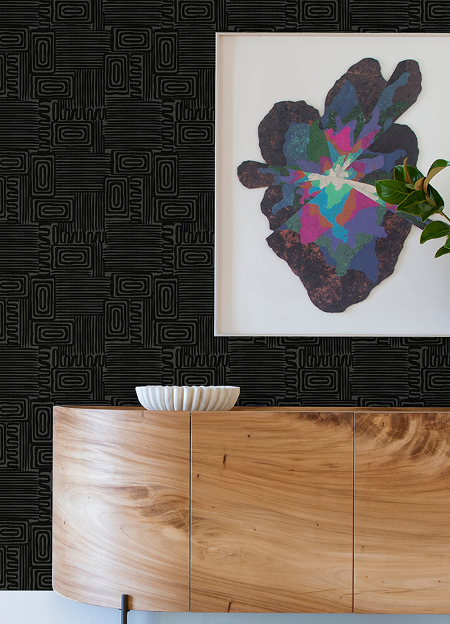 Emily Rayna Pathways Peel and Stick Wallpaper - Black | RoomMates Décor